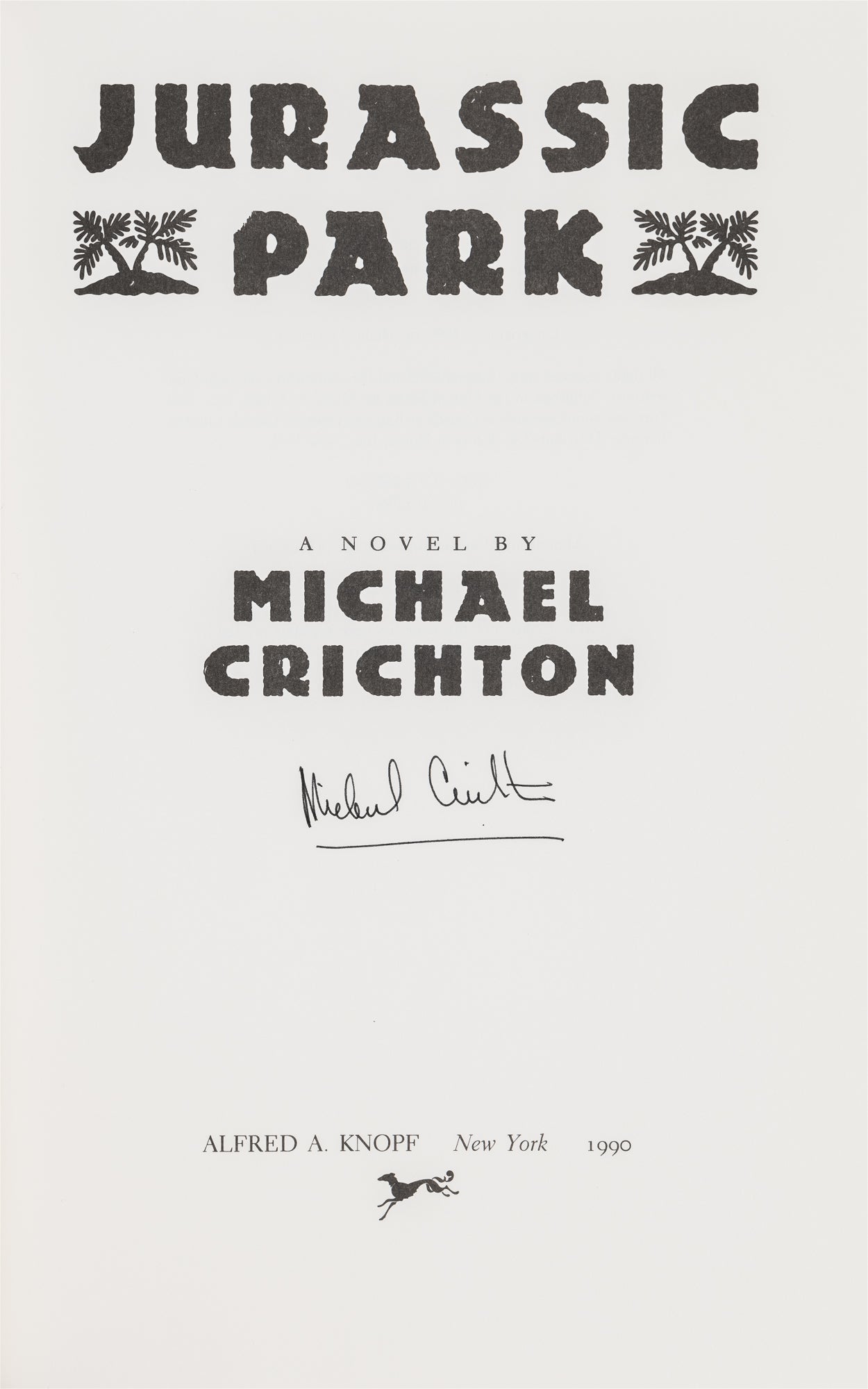 Jurassic Park Michael Crichton First Edition